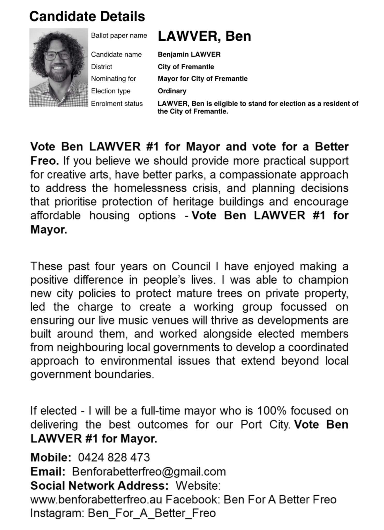 The Mayor Candidate Interviews - Ben Lawver - Fremantle Shipping News