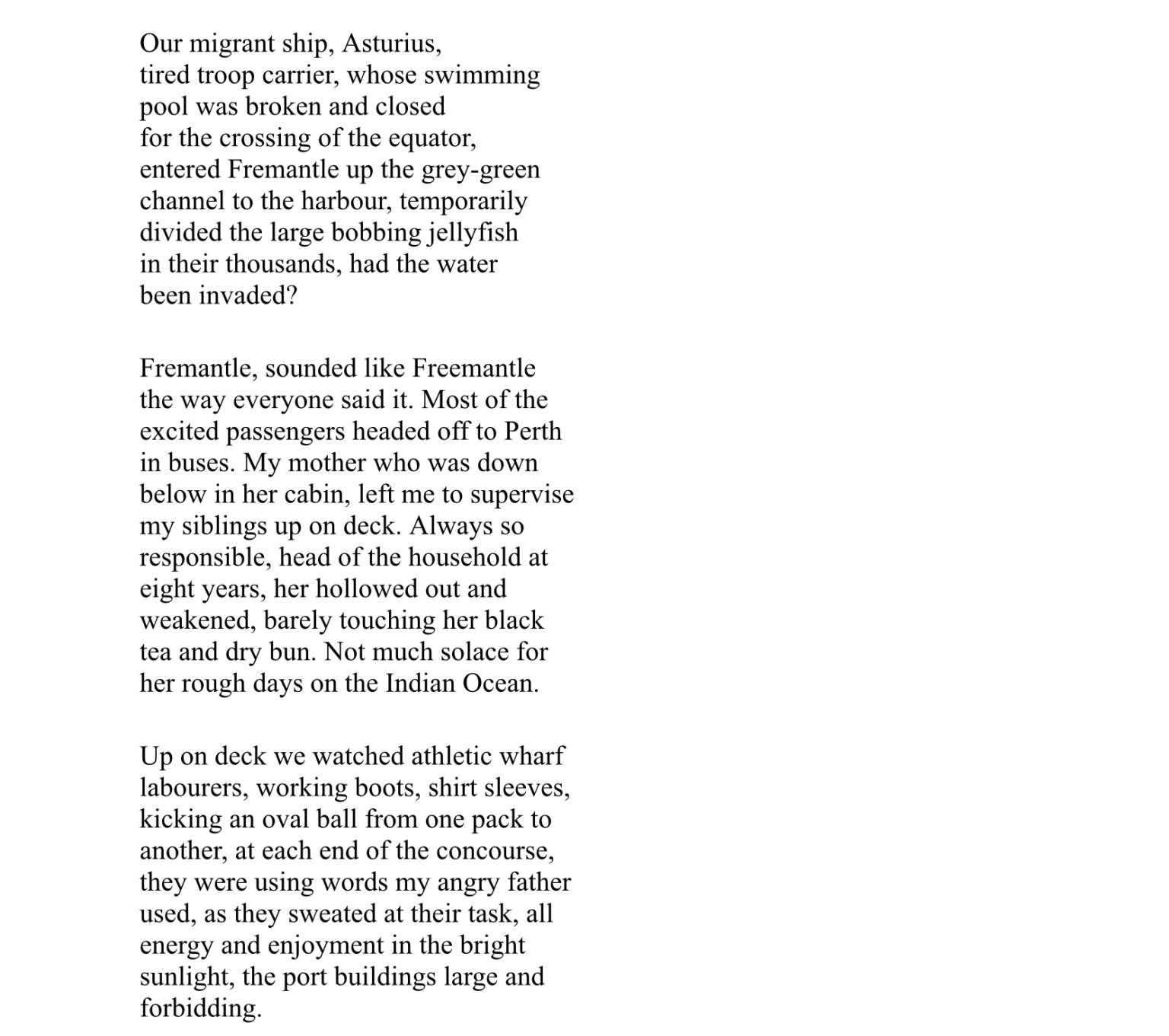 The Wednesday Poem - Fremantle Shipping News