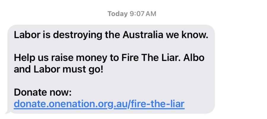 ‘I’ve just got a text message from One Nation - How come and can I STOP ...